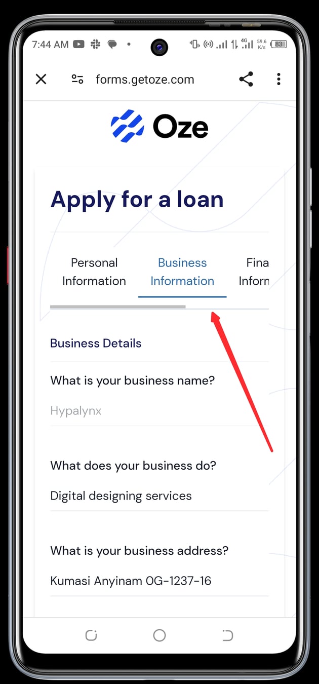 Applying for an Oze Loan